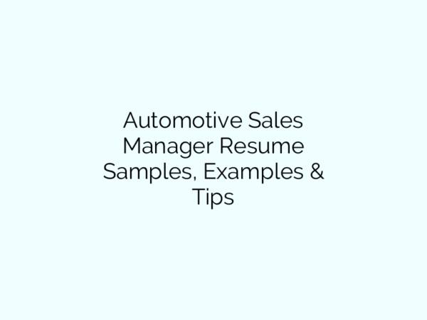 Van Salesman Resume Samples, Examples & Tips - Resume Worder