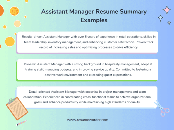 20+ Assistant Manager Resume Summary Examples & Samples - ResumeWorder