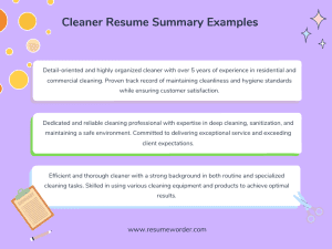 27+ Cleaner Resume Summary Examples & Samples - ResumeWorder