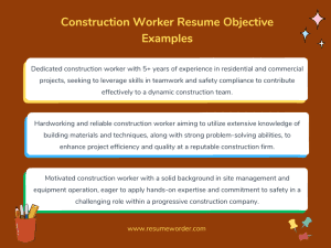 32+ Construction Worker Resume Objective Sample Statements - ResumeWorder