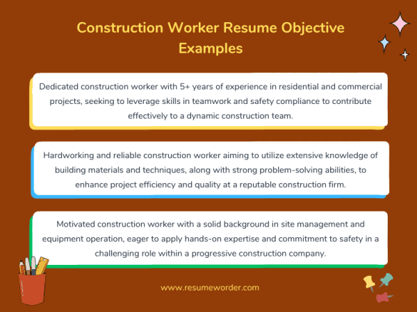 32+ Construction Worker Resume Objective Sample Statements - ResumeWorder