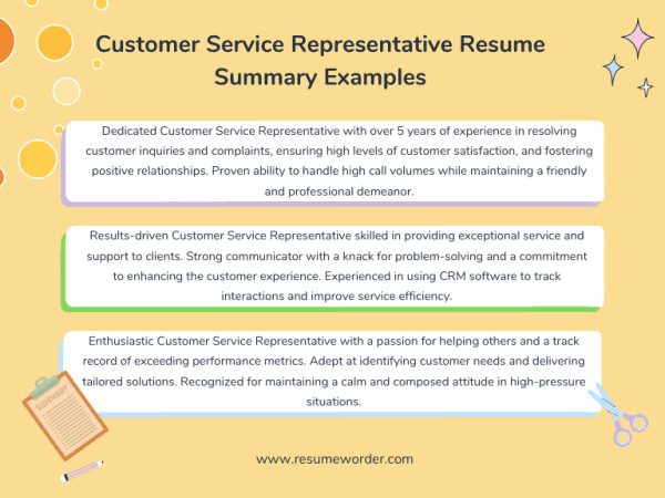 35+ Customer Service Representative Resume Summary Examples & Samples ...