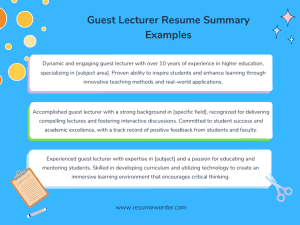 30+ Guest Lecturer Resume Summary Examples & Samples - ResumeWorder