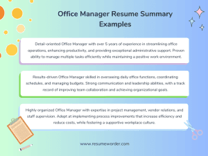 35+ Office Manager Resume Summary Examples & Samples - ResumeWorder